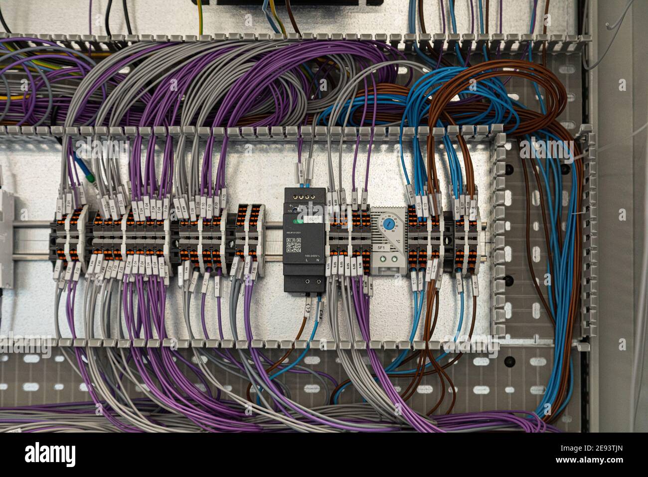 Closeup shot of a control panel with wiring Stock Photo - Alamy