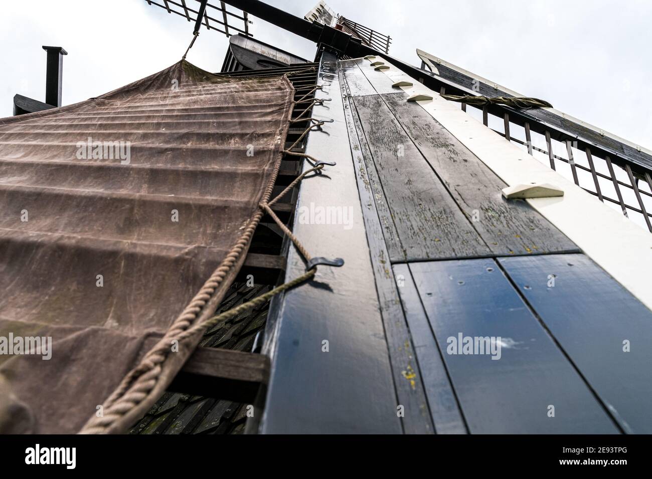 Closeup of an ancient windmill for making grain and flour with wind ...