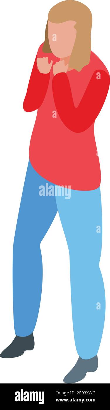 Phobia afraid girl icon. Isometric of phobia afraid girl vector icon ...