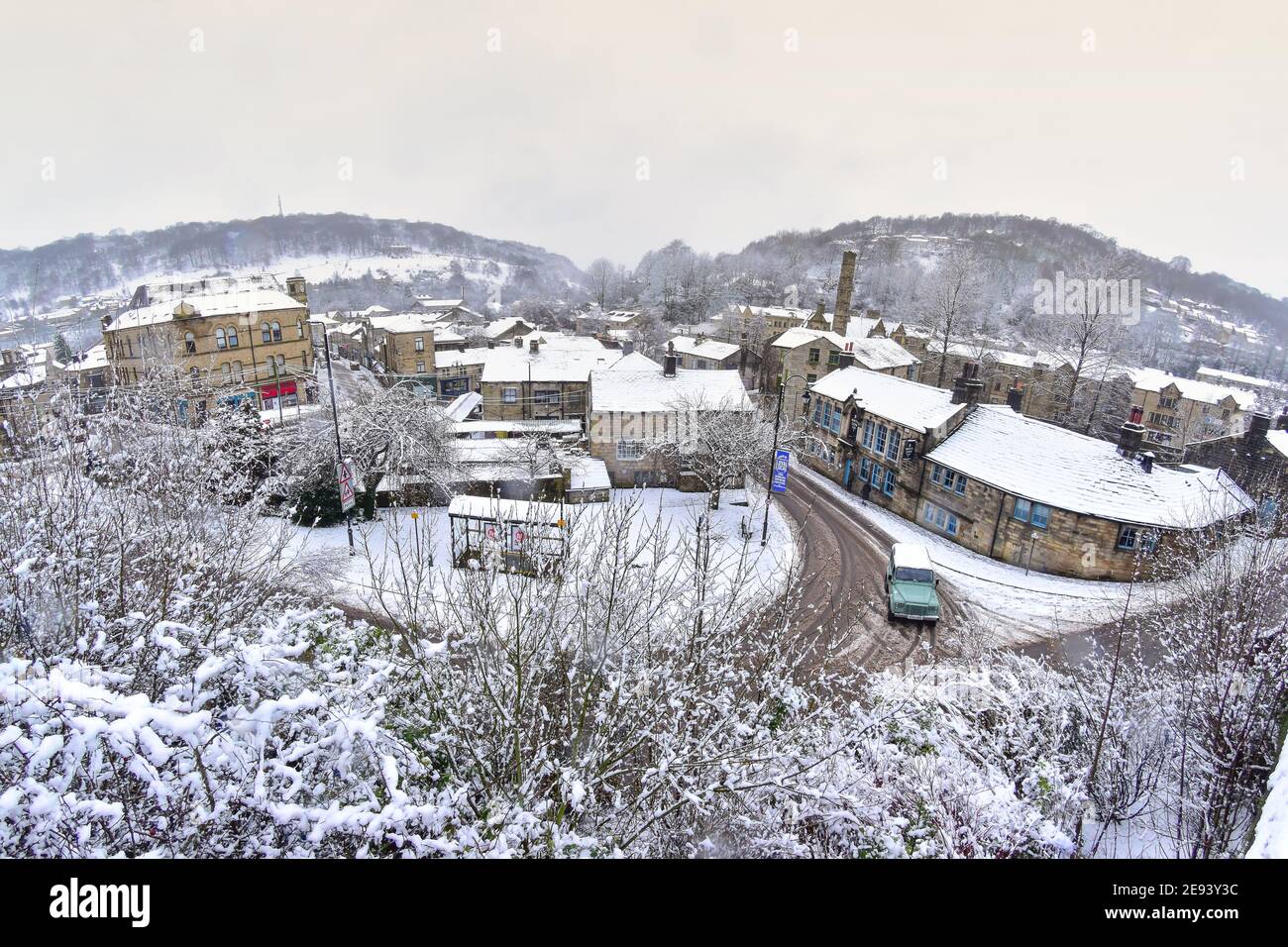 Hebden Bridge in snow, Calderdale, Pennines, West Yorkshire Stock Photo ...
