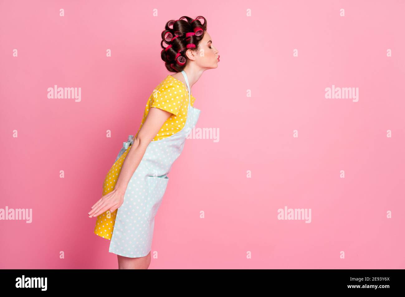 Profile side view portrait of her she nice attractive pretty housemaid ...