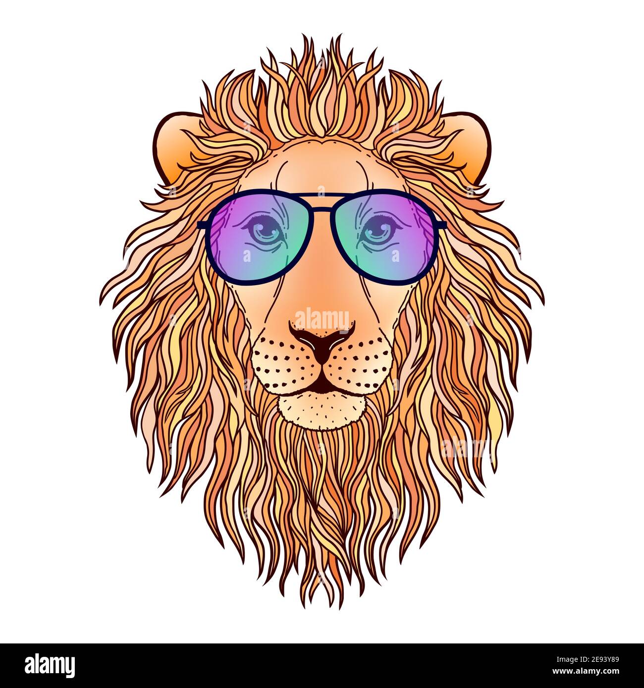 Lion muzzle with sunglasses Stock Vector Image & Art - Alamy