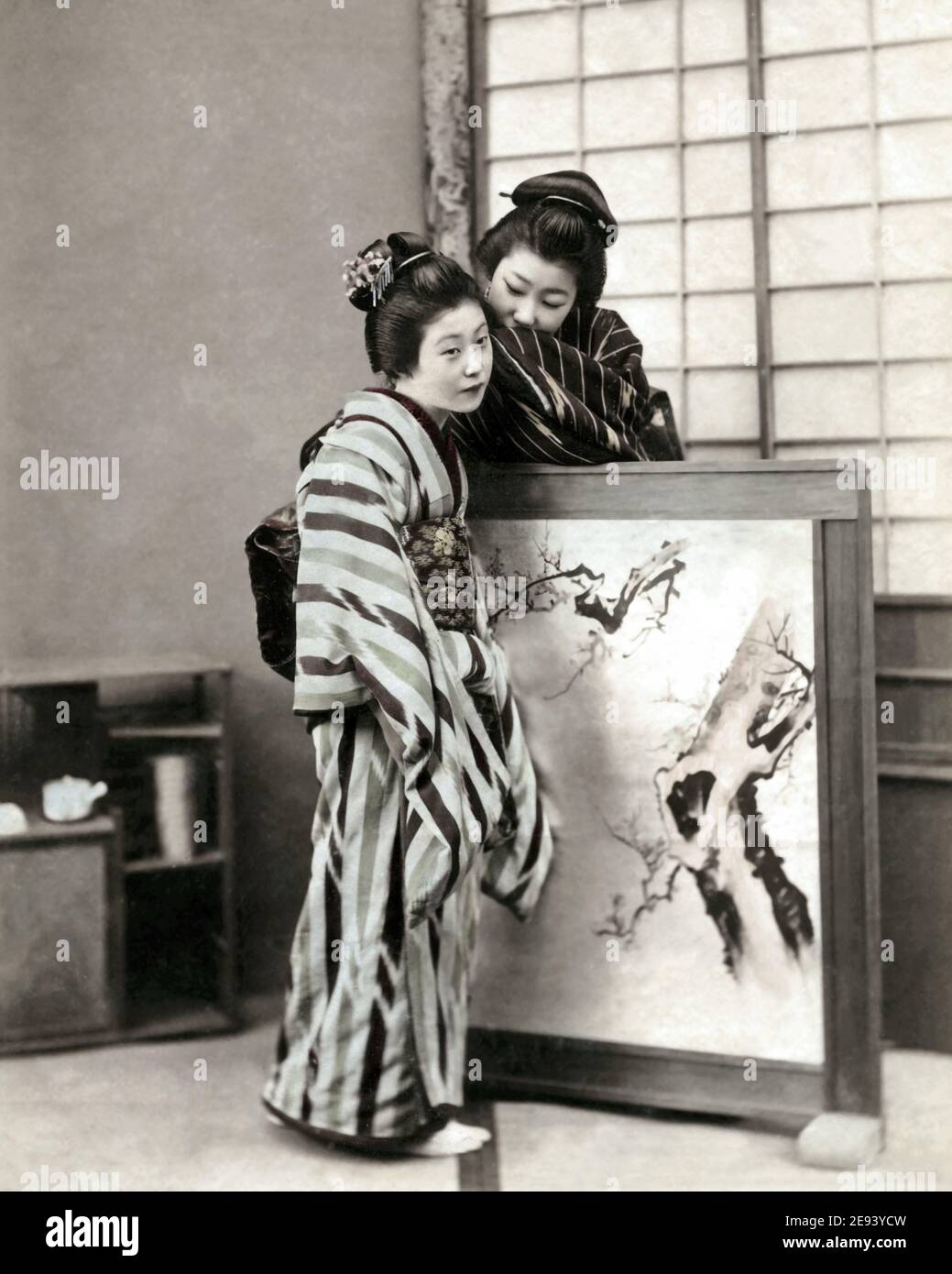 Late 19th century photograph - Whispering Geishas, Japan Stock Photo ...