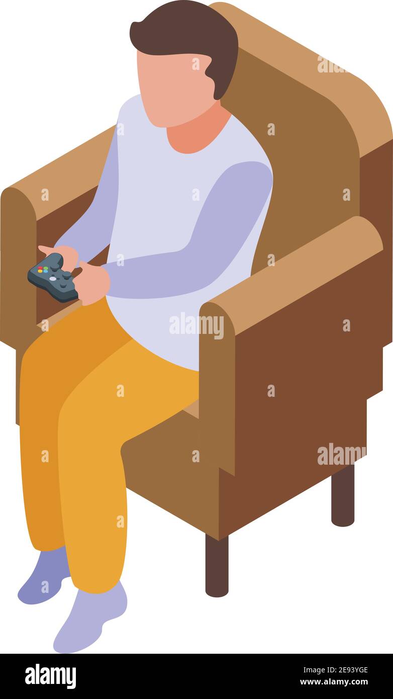 Playing video games icon. Isometric of playing video games vector icon ...