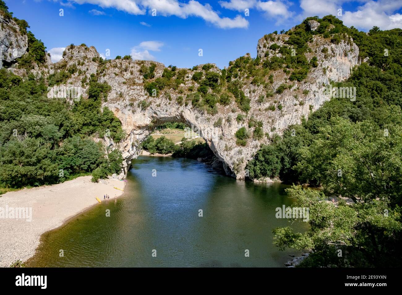 The famous natural bridge of Pont d'Arc in Ardeche department in France ...