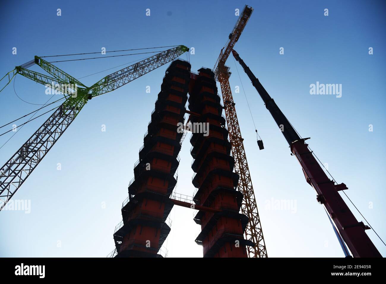 Jinan, China's Shandong Province. 2nd Feb, 2021. Workers work at the ...