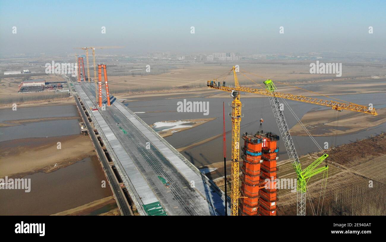 Jinan, China's Shandong Province. 2nd Feb, 2021. Aerial photo shows ...