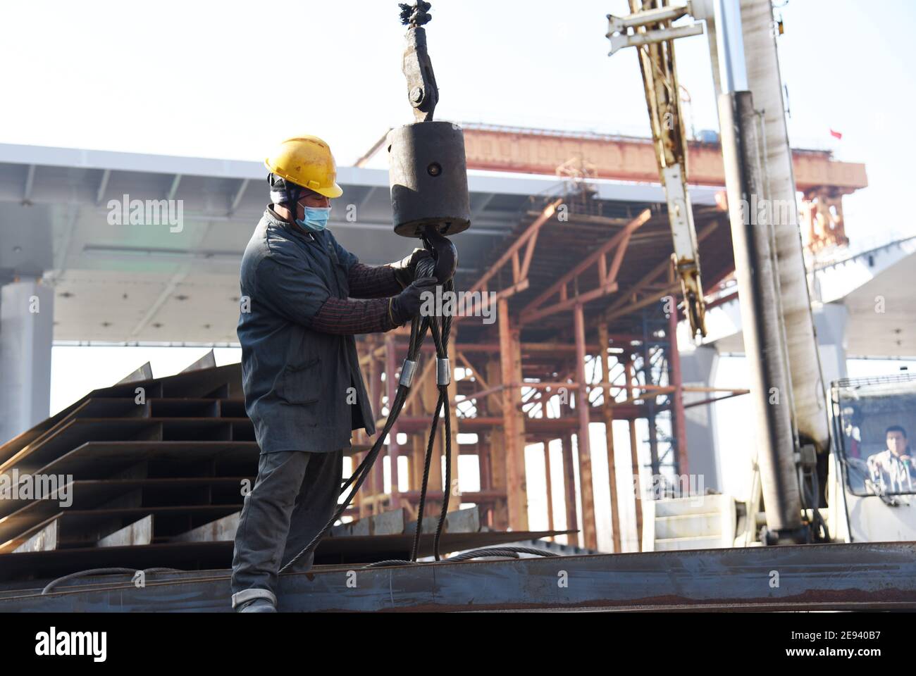 Jinan, China's Shandong Province. 2nd Feb, 2021. A worker works at the ...