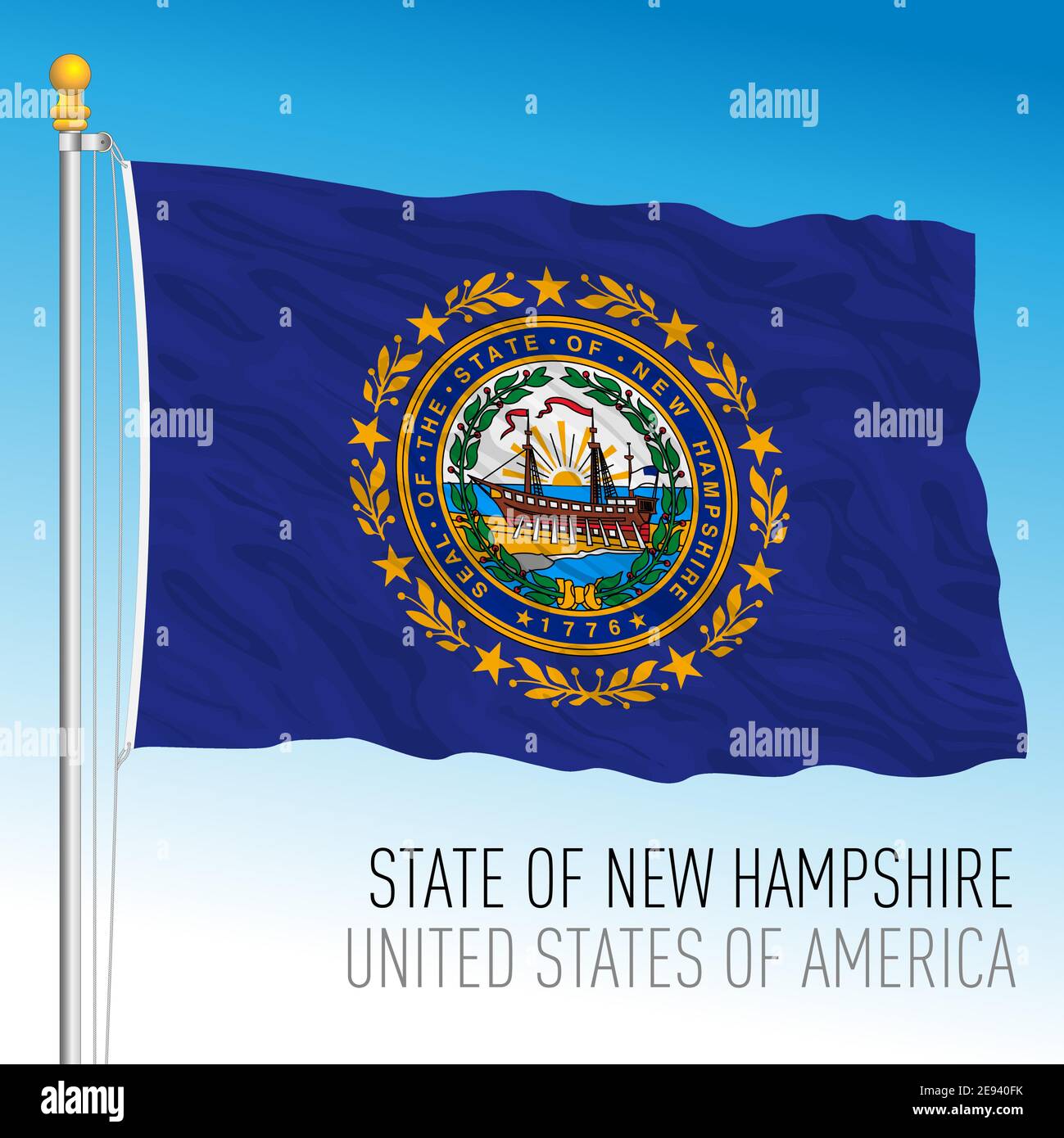 New Hampshire federal state flag, United States, vector illustration ...