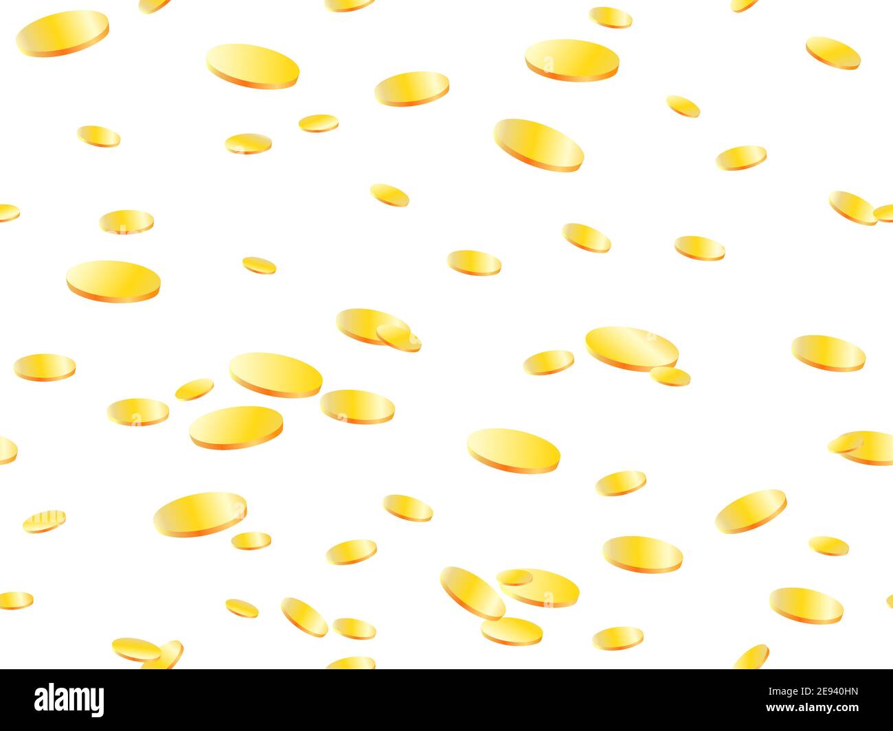 Golden coins seamless pattern. Flying gold coins on a white background ...