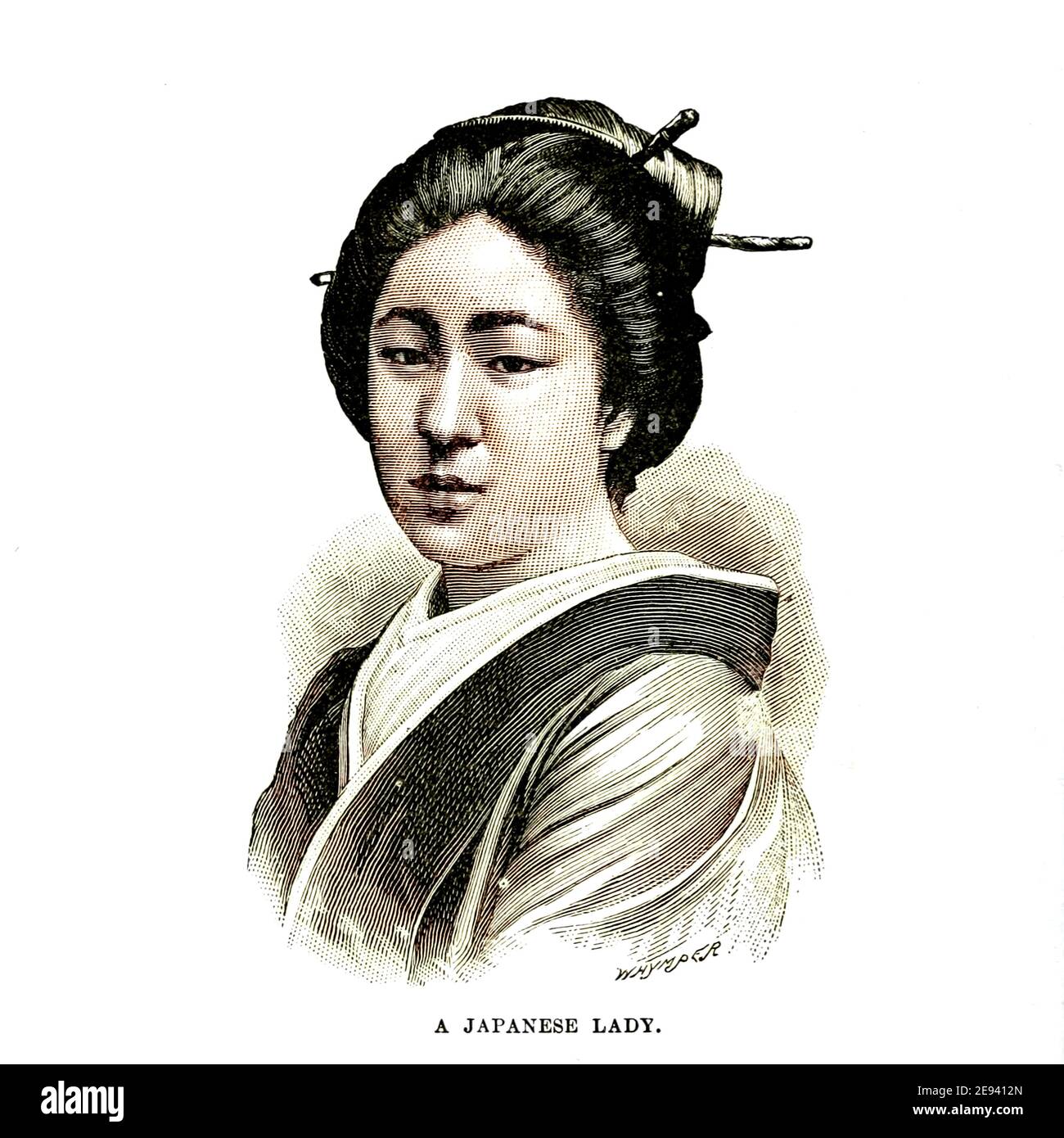 Machine Colourised A Japanese Lady from the book ' Rambles in Japan ...