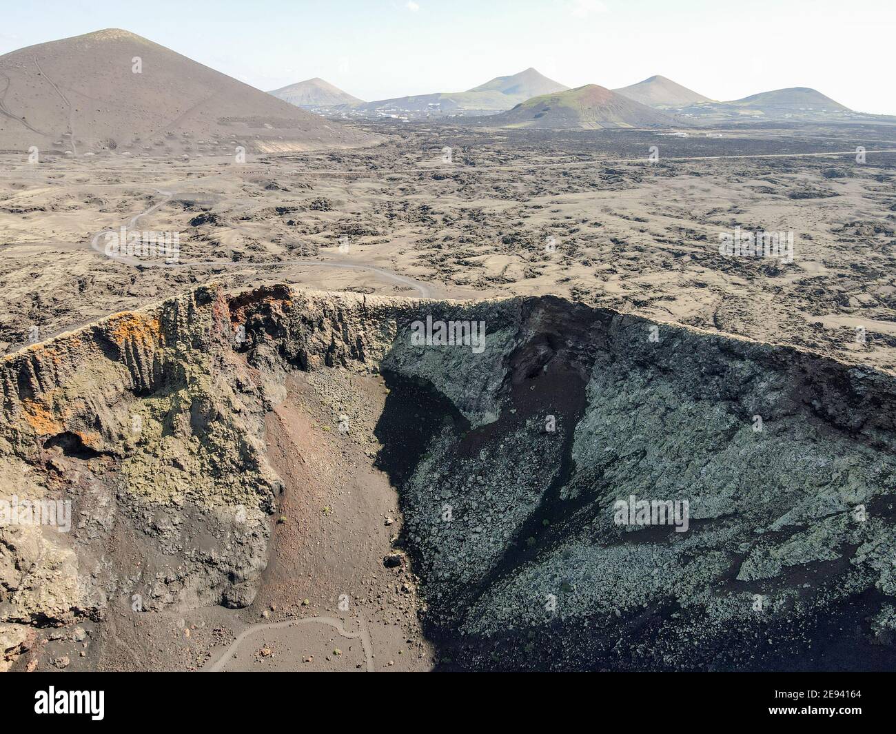 Landscape with volcano at the Canary island of Lanzarote on Spain Stock ...