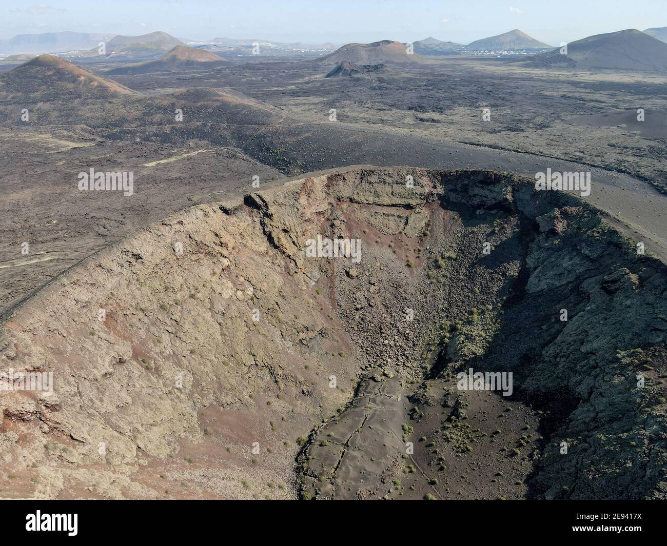 Landscape with volcano at the Canary island of Lanzarote on Spain Stock ...