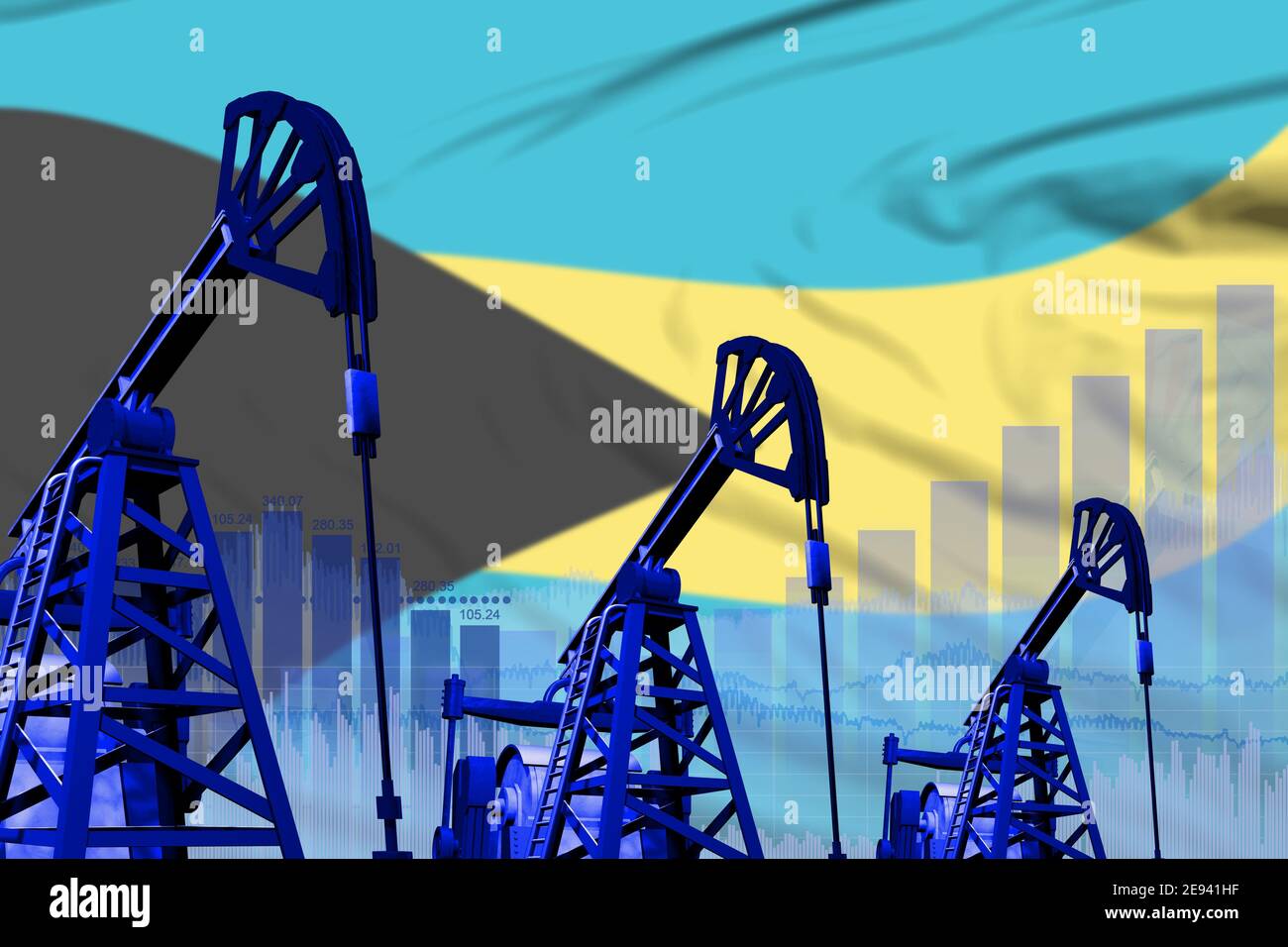 Bahamas oil and petrol industry concept, industrial illustration on ...