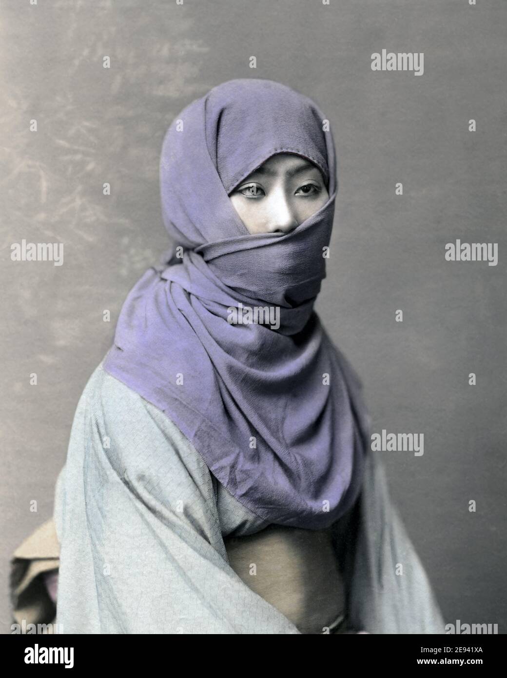 Late 19th century photograph - Woman in Winter Costume, headscarf ...