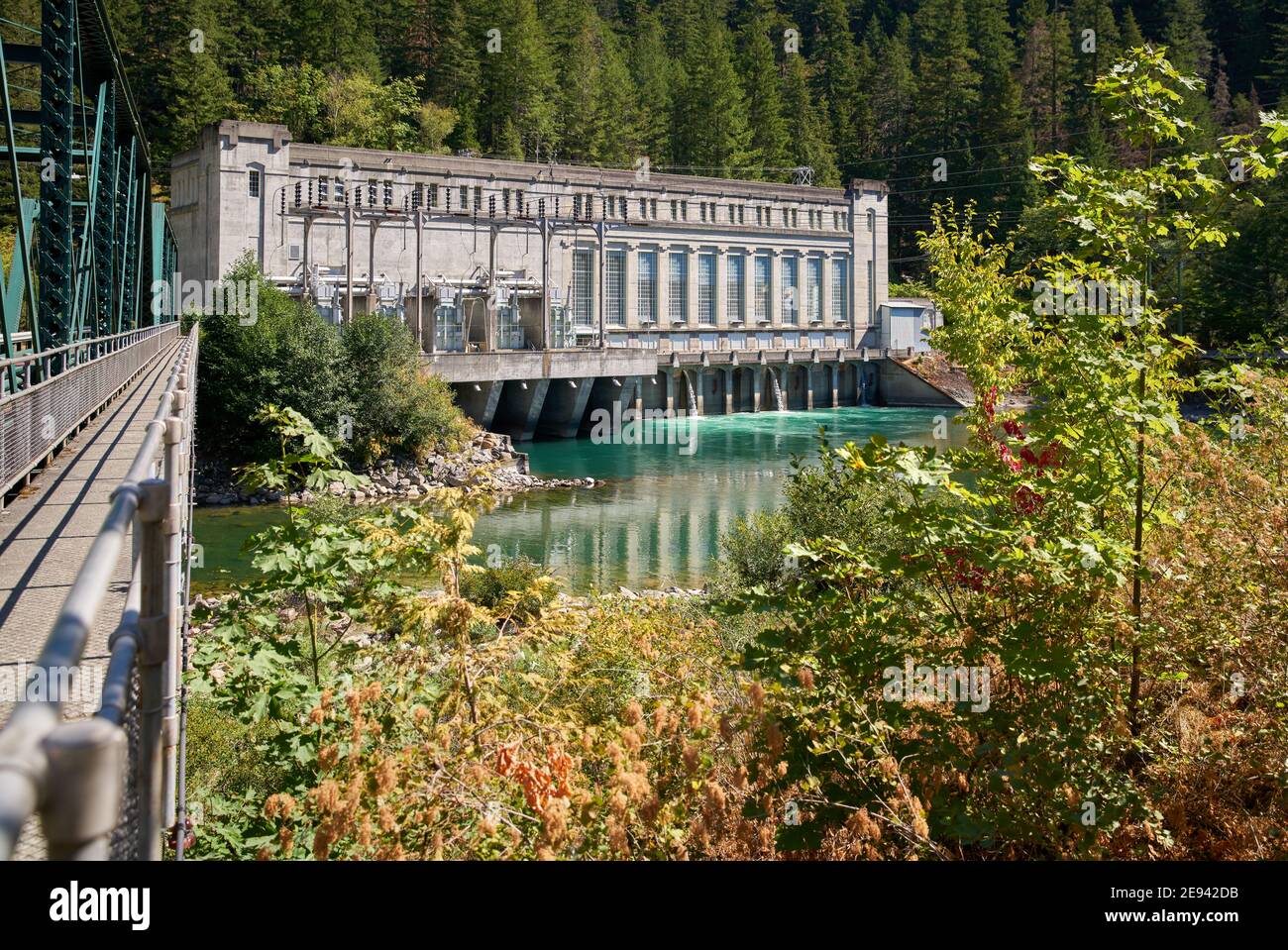 Gorge Dam Powerhouse Newhalem Washington. A hydroelectric plant on the ...