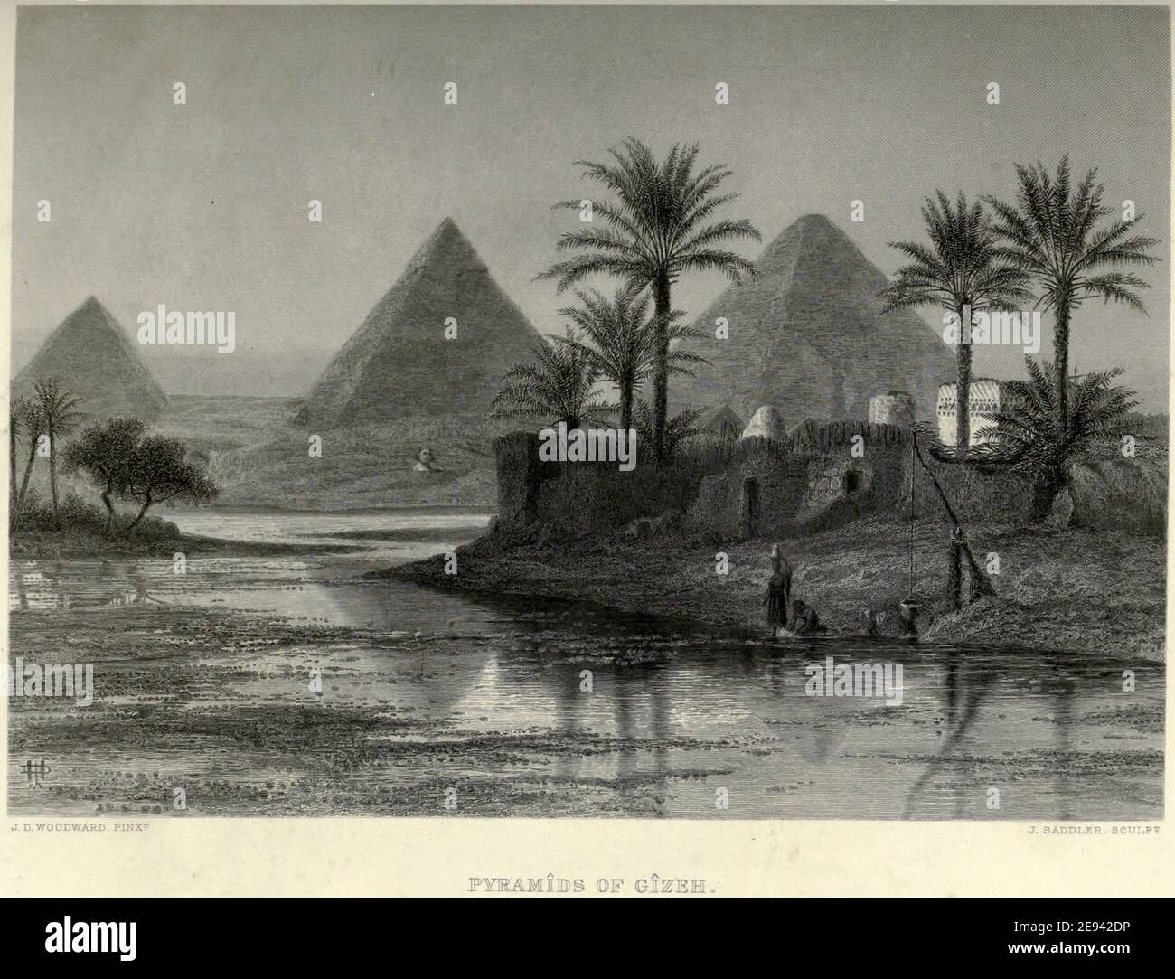 Pyramids of Gizeh [Giza or Gizah], Egypt Steel engraving of from ...