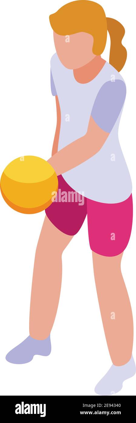 Girl bowling icon. Isometric of girl bowling vector icon for web design ...