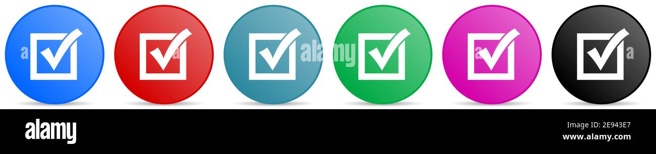 Correct, check box vector icons, set of circle gradient buttons in 6 ...