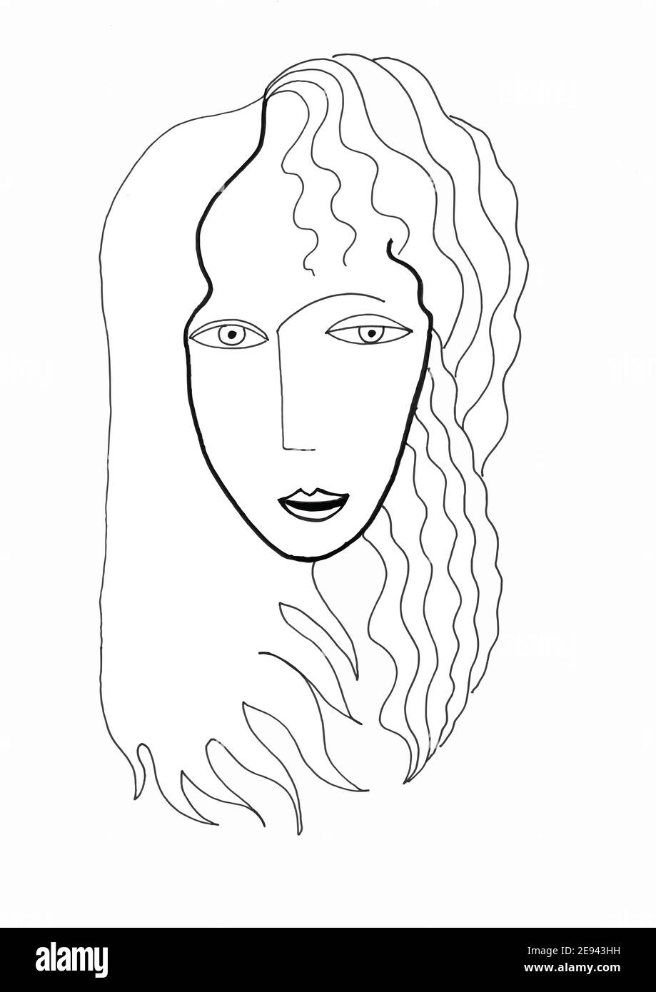 Lady Line Drawing High Resolution Stock Photography and Images - Alamy