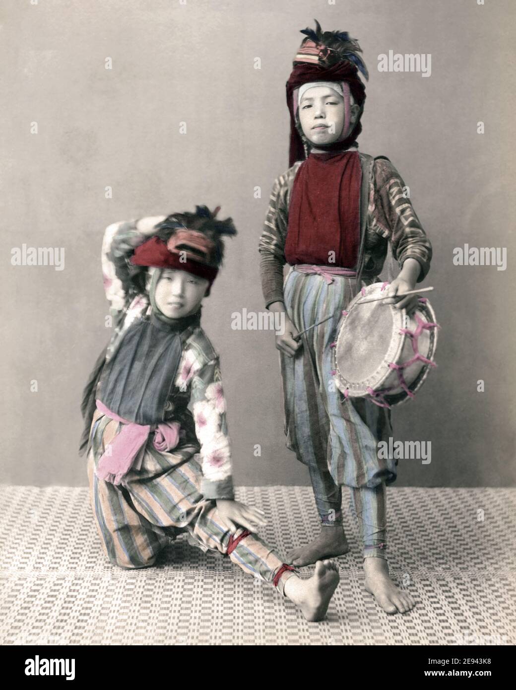 Late 19th century photograph - Street Entertainers, child acrobats ...