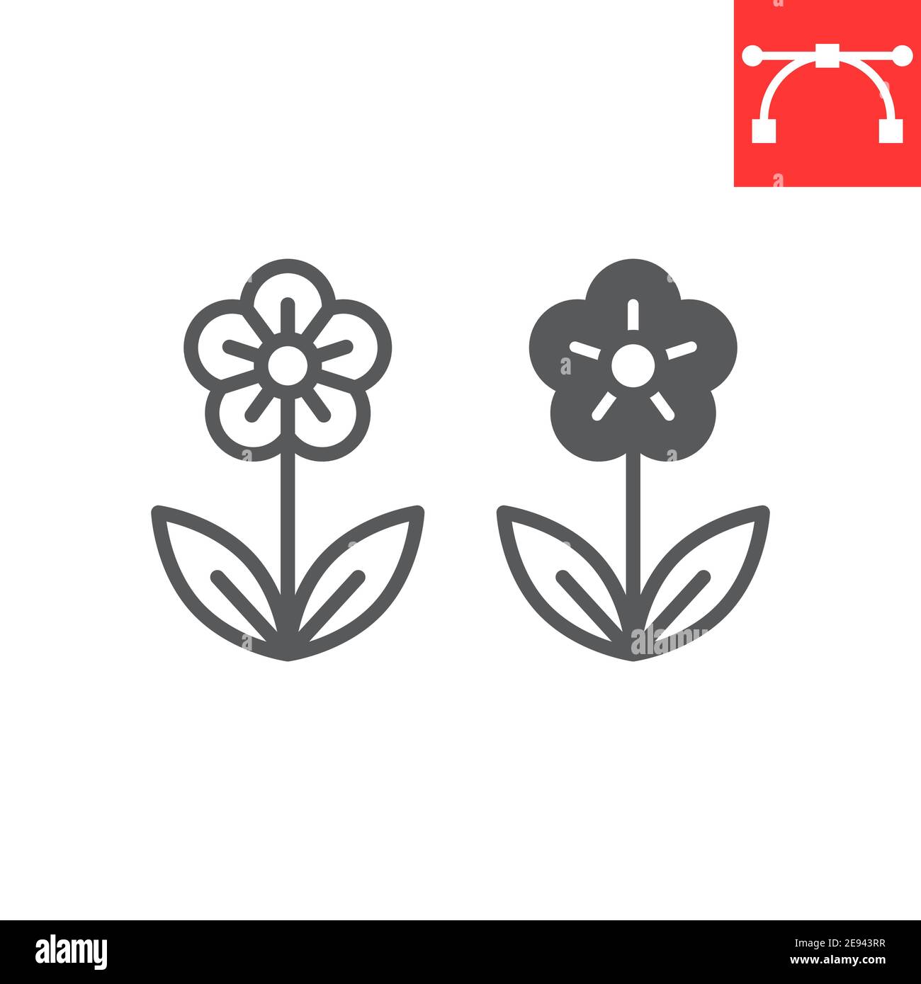 Flower line and glyph icon, Happy Easter and spring, flower vector icon ...