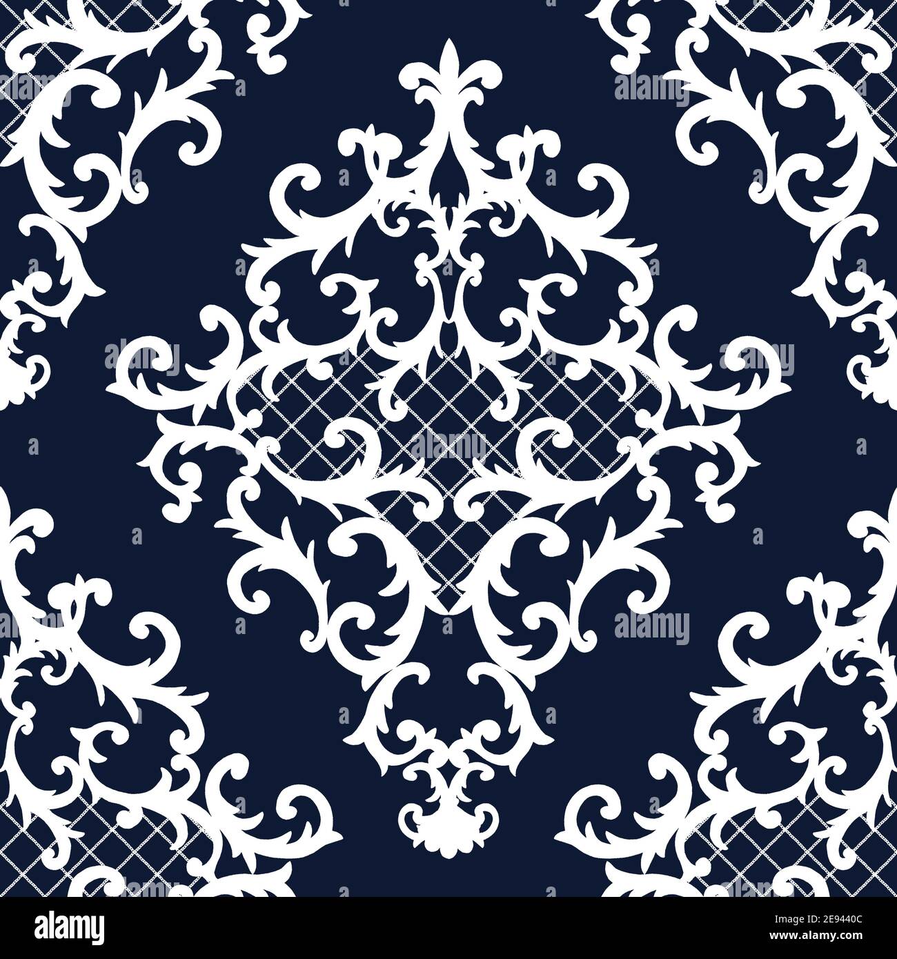Dark Blue Damask Pattern