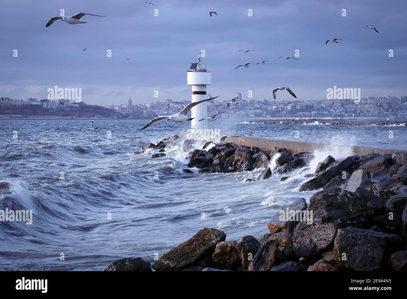 Southwest wind storm in the Bosphorus ,Istanbul,Turkey Stock Photo - Alamy