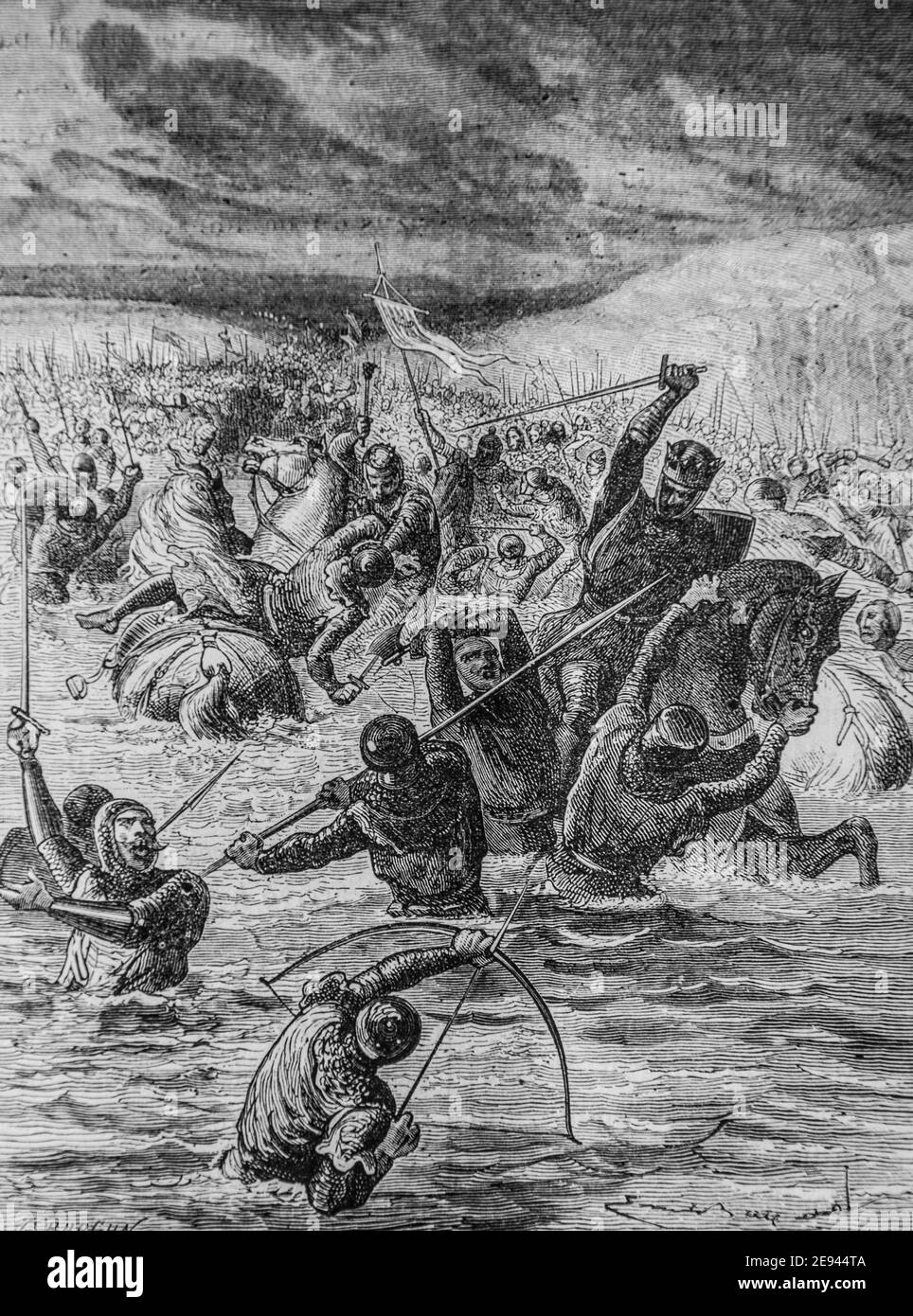 les anglais passant la somme au gue de la blanque-taque1328-1340 ...