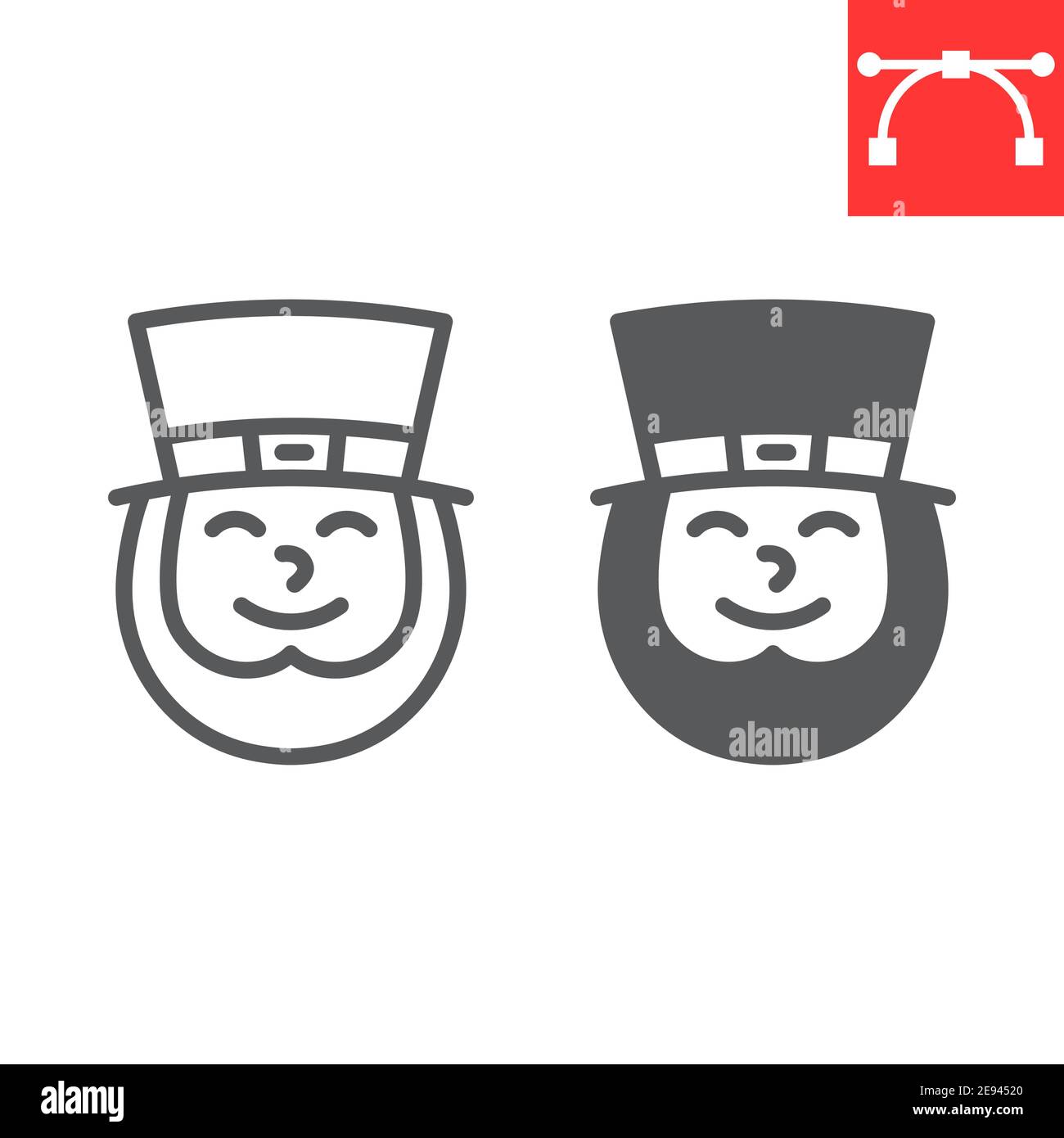 Leprechaun Irish Character line and glyph icon, St. Patricks day and ...