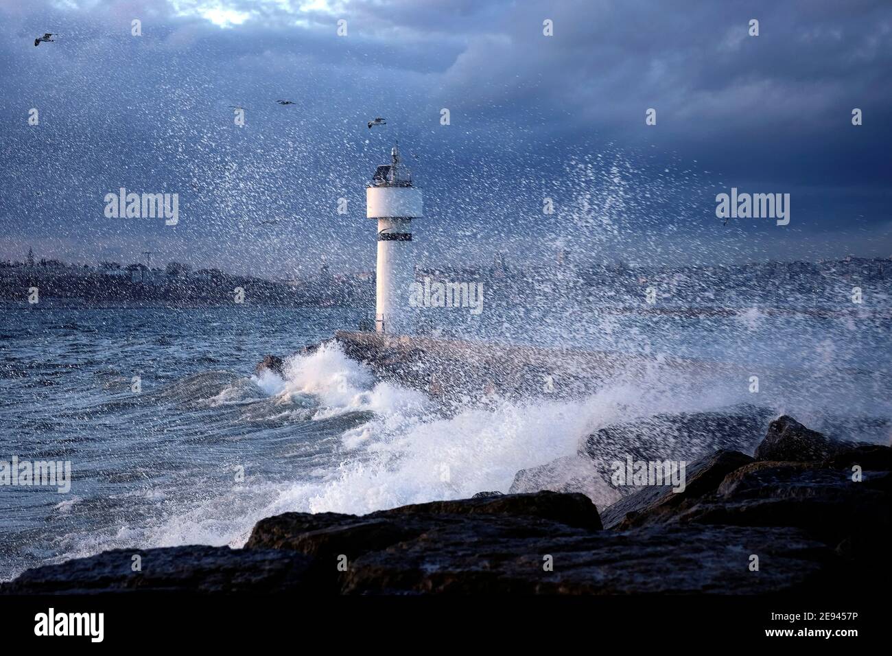 Southwest wind storm in the Bosphorus ,Istanbul,Turkey Stock Photo - Alamy