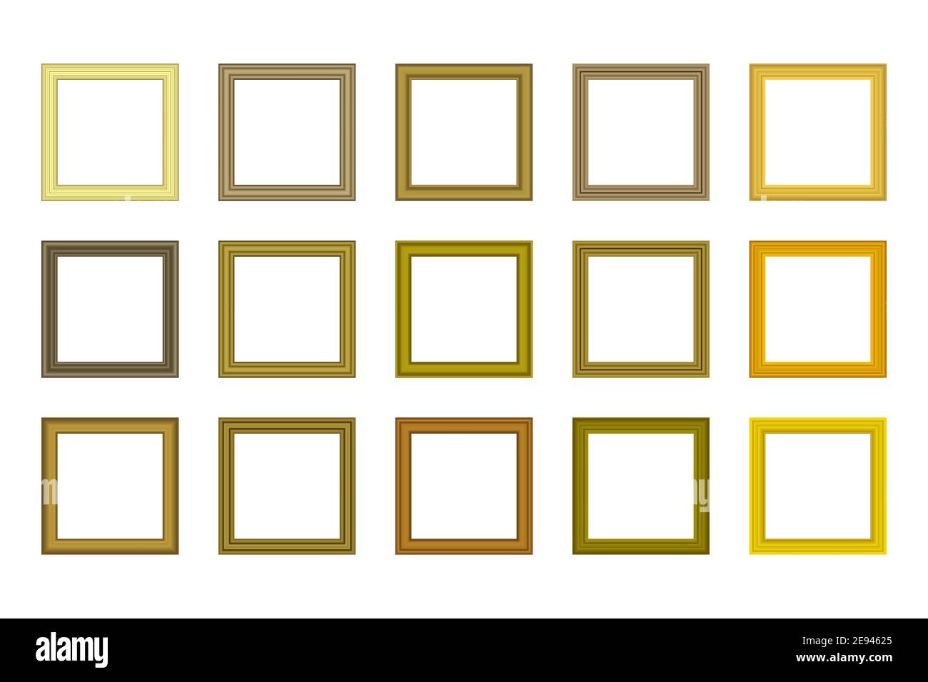 Big set of squared golden vintage wooden frame for your design. Vintage ...