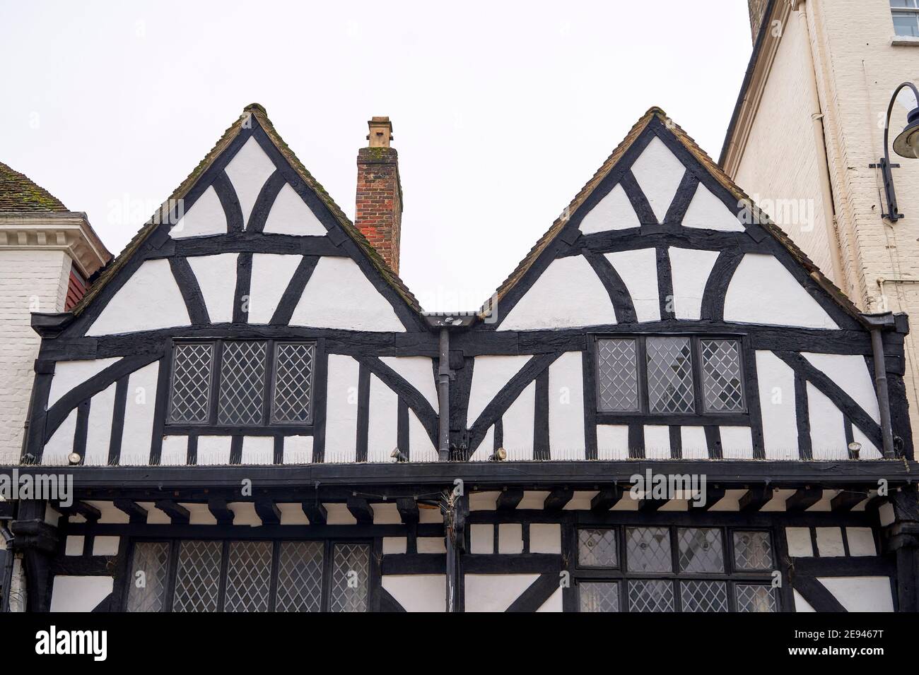 Tudor style timbered building with leaded windows Stock Photo - Alamy