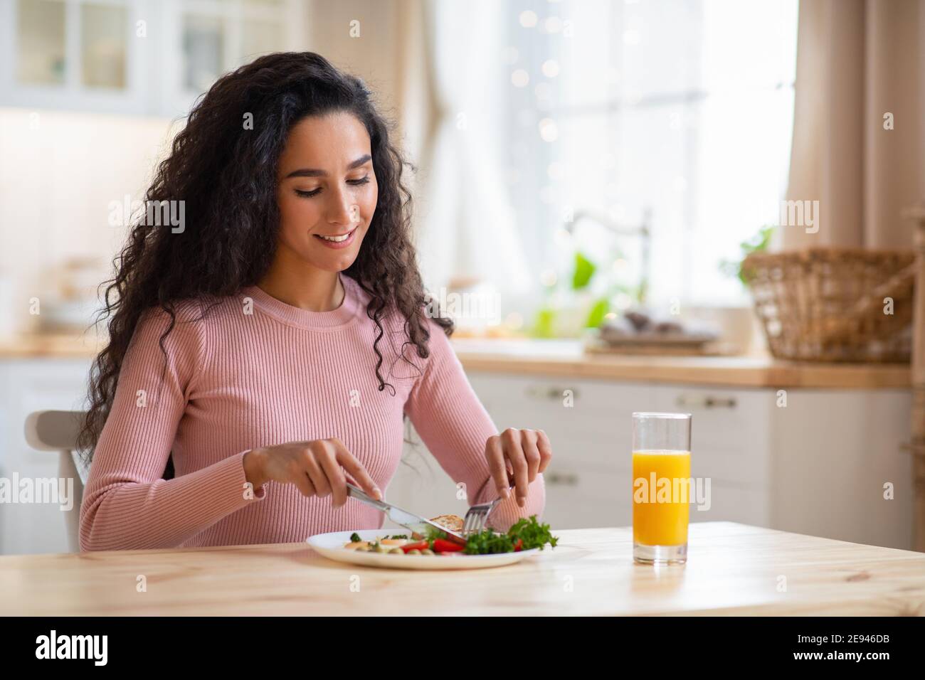 Beautiful lady salad fruit hi-res stock photography and images - Alamy