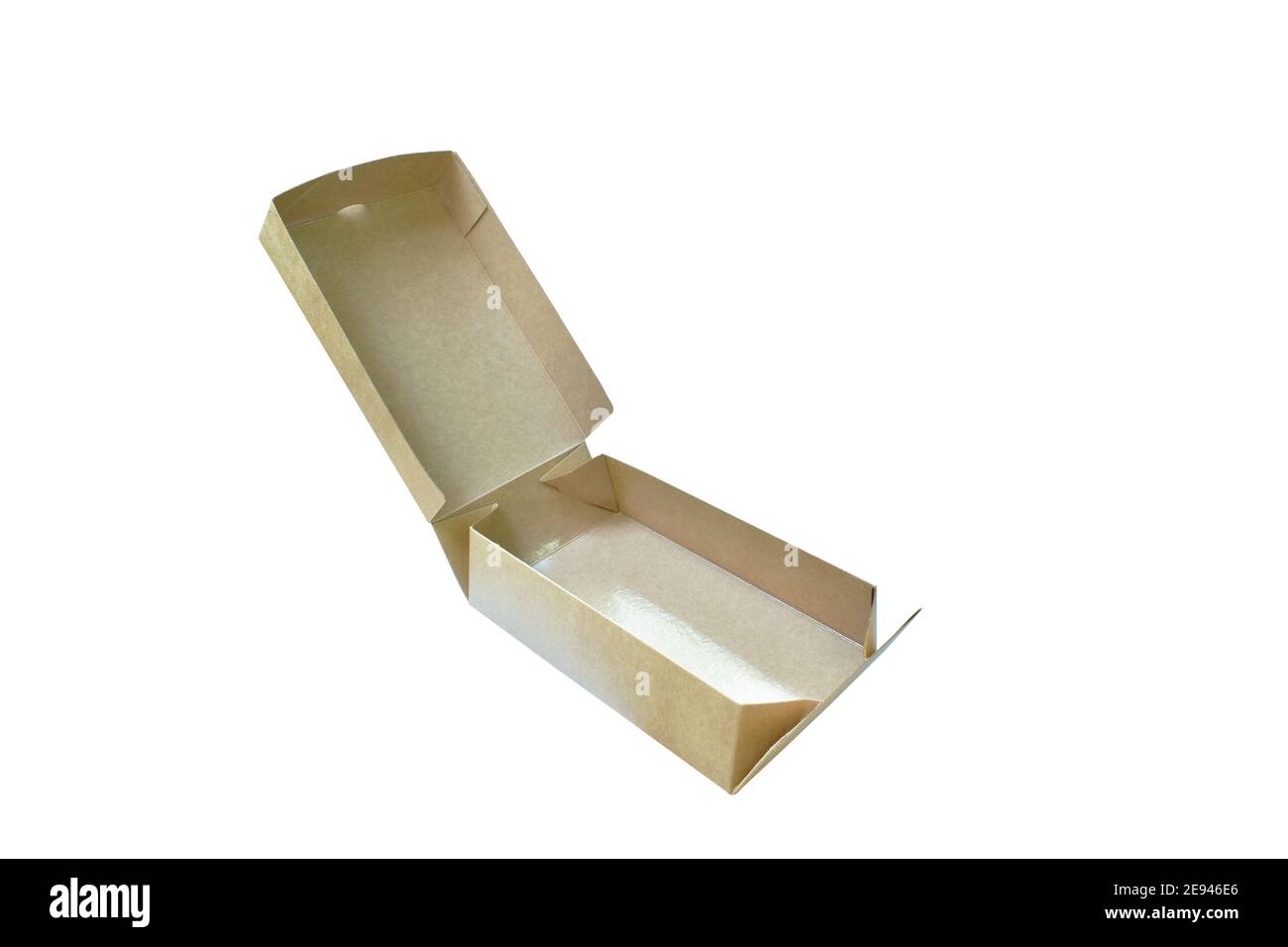 brown hard paper box opening cover arranging on white background Stock ...