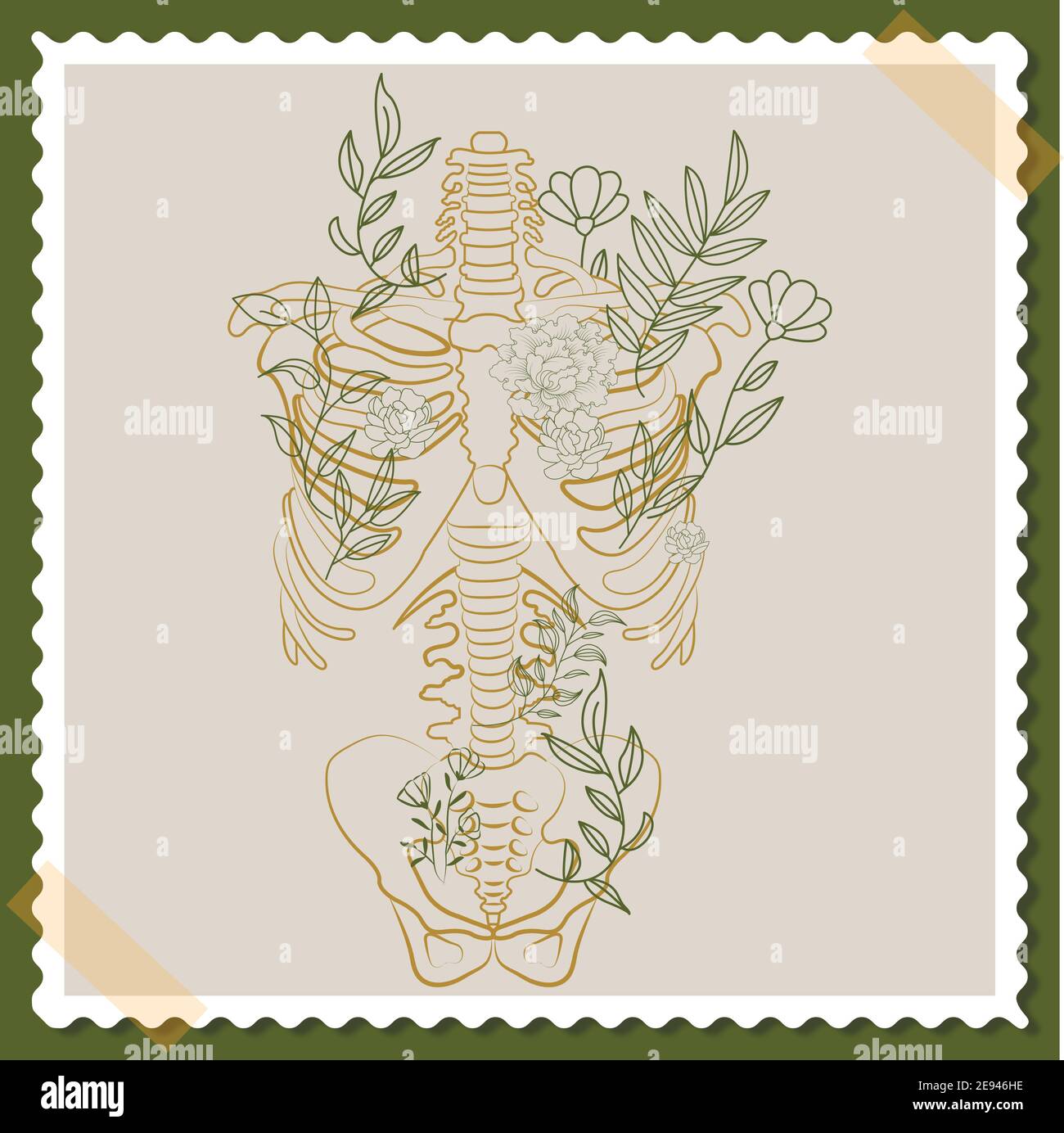 Card with human skeleton and plants Stock Vector Image & Art - Alamy