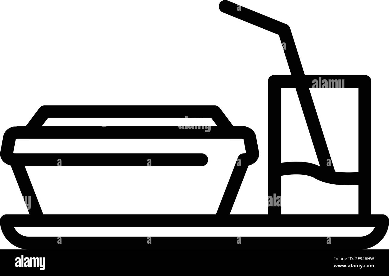 Plane tray food icon. Outline plane tray food vector icon for web ...
