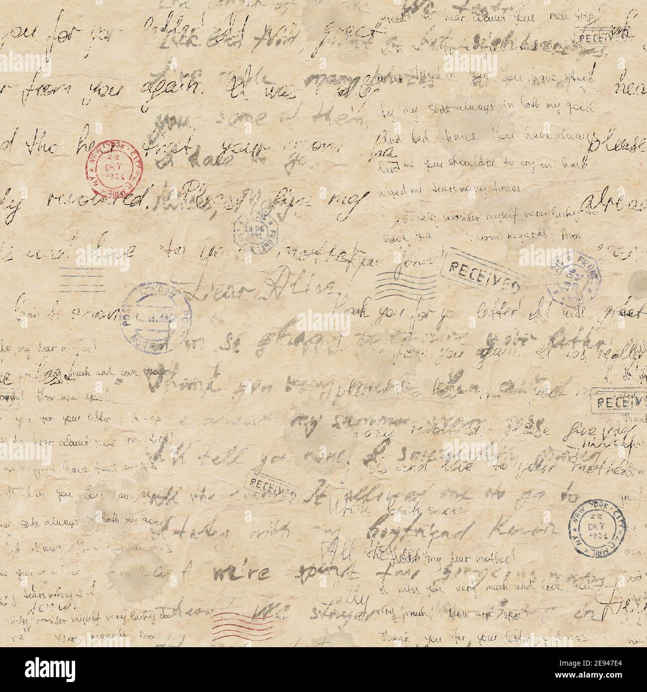 Seamless abstract pattern in vintage style with hand written letter on ...