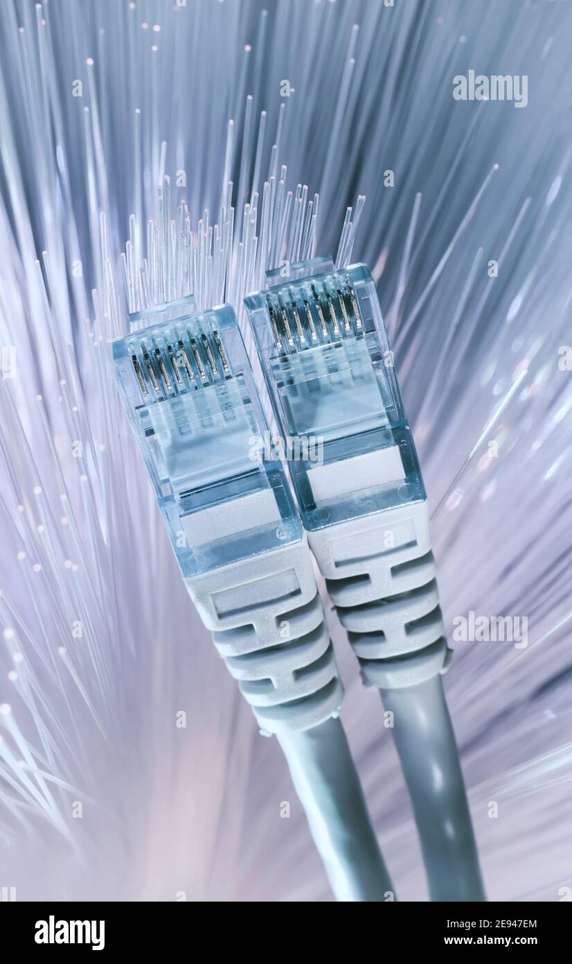 network cables with fiber optical background Stock Photo - Alamy