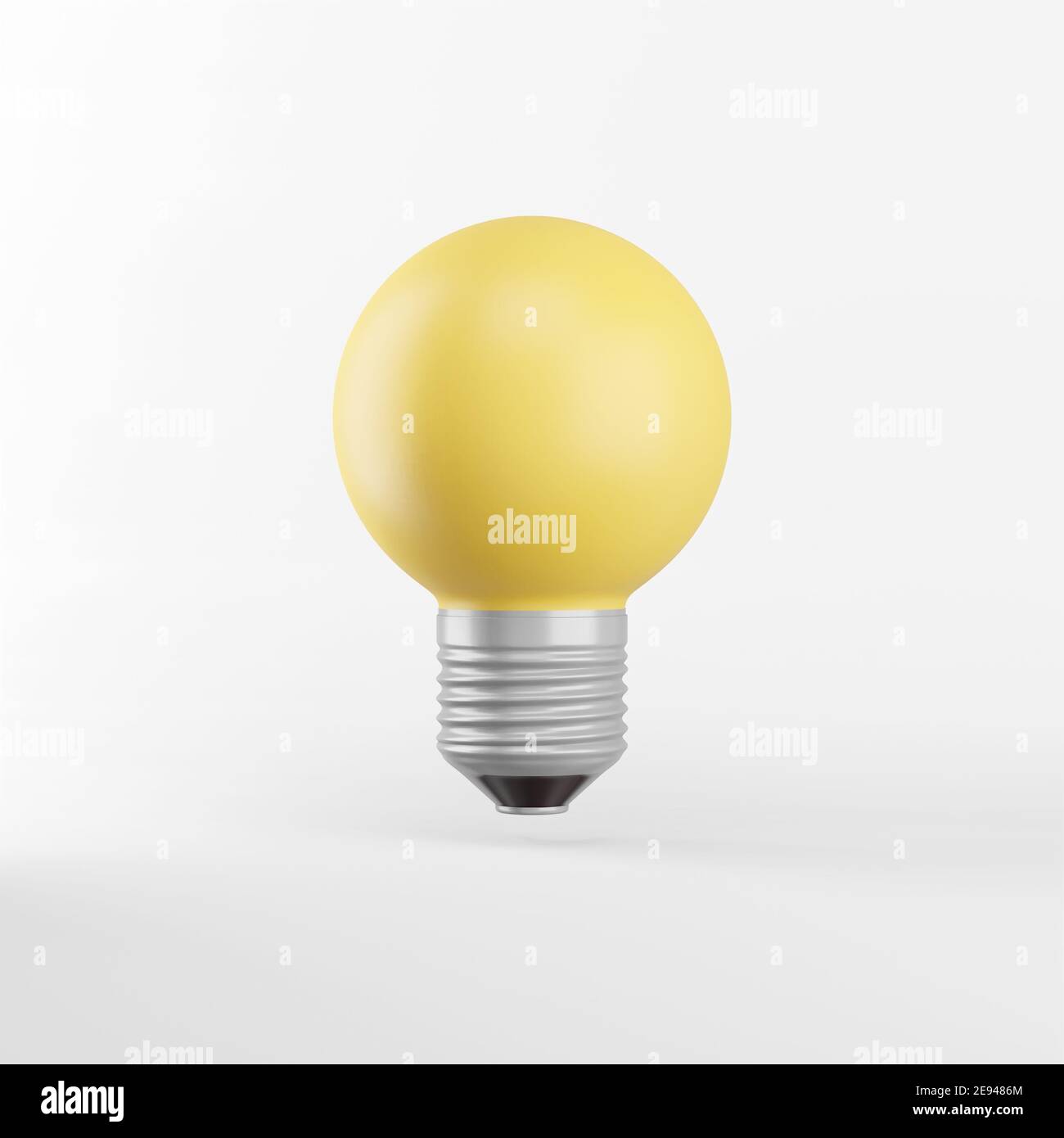 The icon is a realistic yellow round light bulb. 3D rendering Stock ...