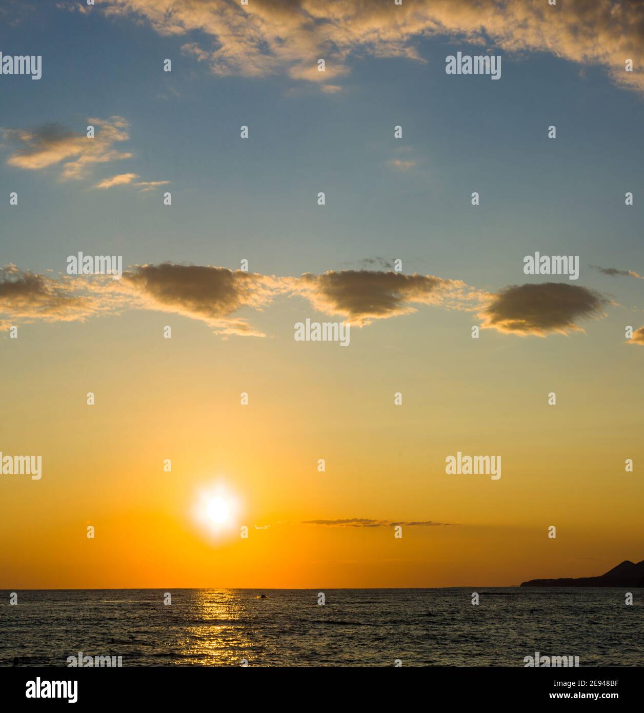 Summer sea sunset, the sun, waves and clouds, beautiful dramatic ...