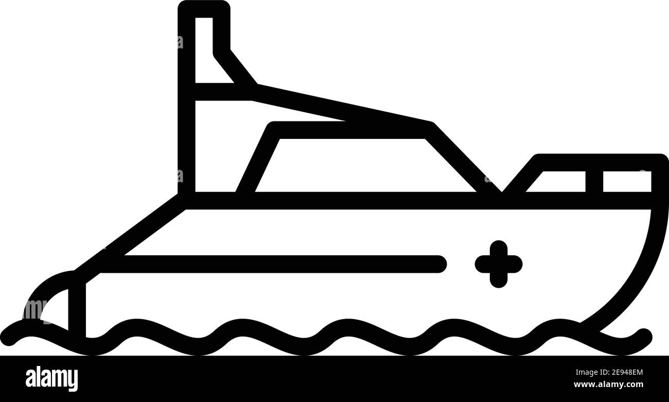 Motor lifeboat icon. Outline motor lifeboat vector icon for web design ...