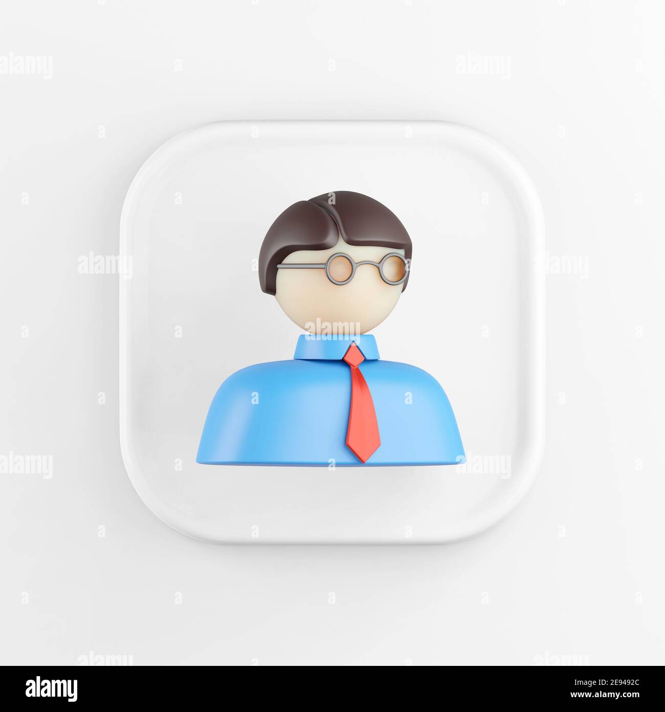 3D rendering square white icon button man isolated on white background ...
