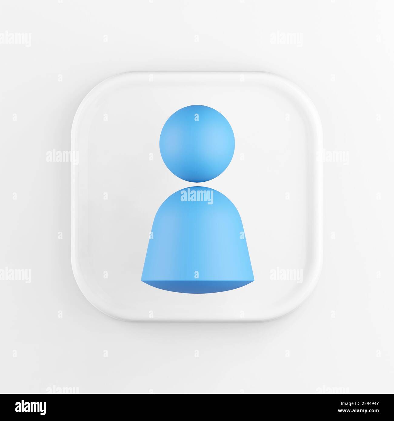 3d rendering square white icon button person symbol isolated on white ...