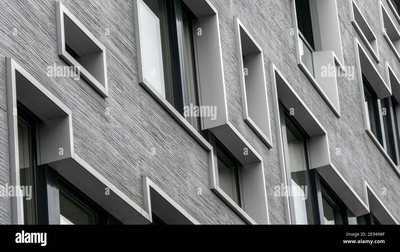 Facade of a residential building in ascending perspective Stock Photo ...