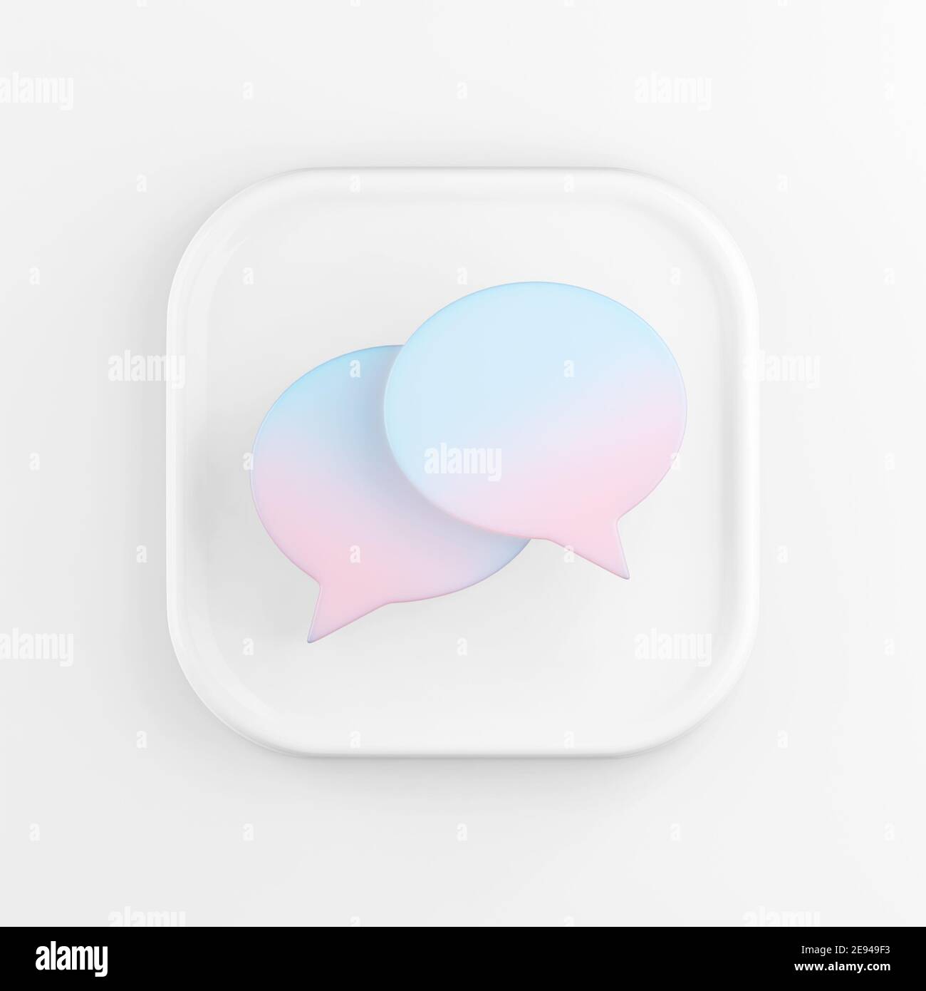 3d rendering square white icon button key round speech bubbles isolated ...