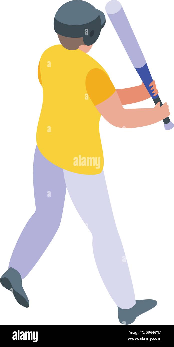 Teen baseball player icon. Isometric of teen baseball player vector ...