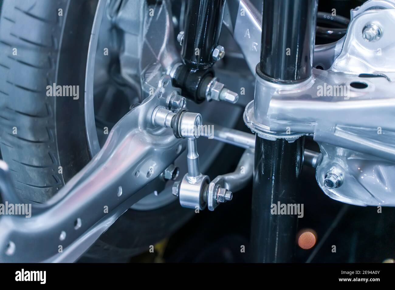 electric system of eco car front driving axle in the car, visible ...
