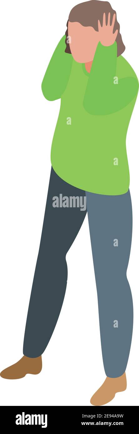Panicked woman icon. Isometric of panicked woman vector icon for web ...