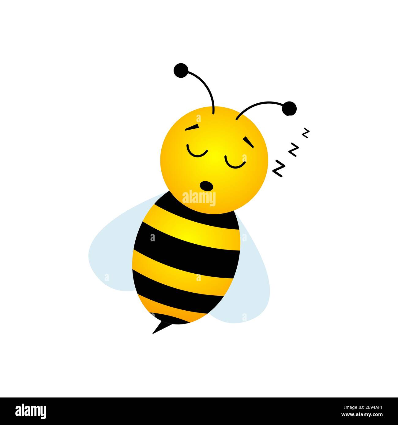 Cute bee sleeping. Cartoon animal character. Bumble bee sleep. Vector ...